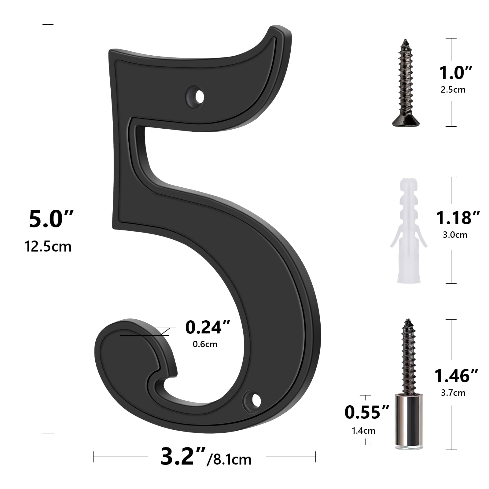 Snapklik.com : House Numbers 5, House Address Numbers, Black Large ...