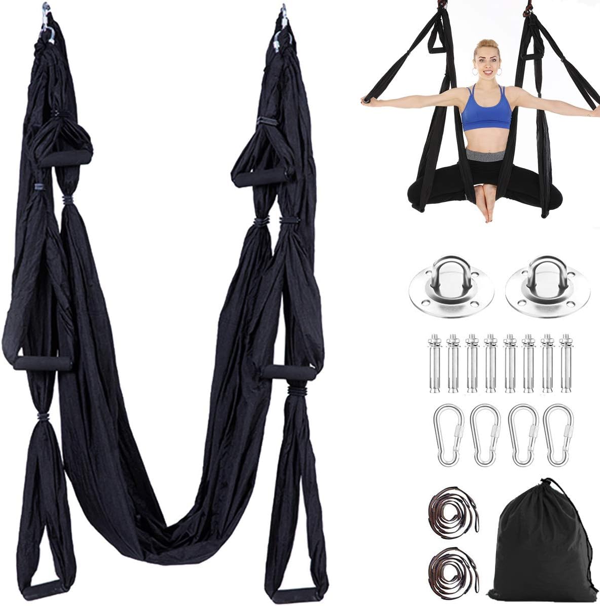 Amazon.com : Aerial Yoga Swing Set Trapeze Hammock Kit Ultra Strong ...