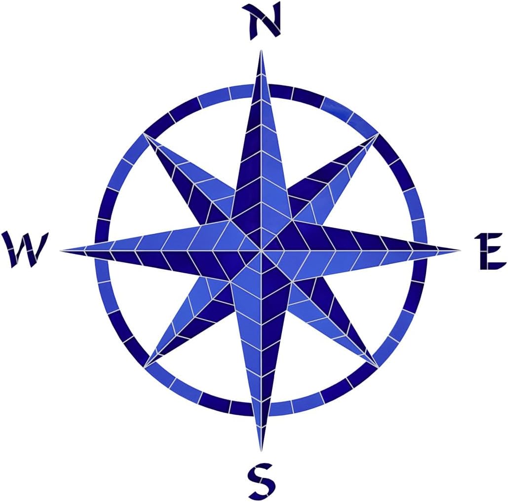 Artistry in Mosaics Eight Point Compass Ceramic Swimming Pool Mosaic ...