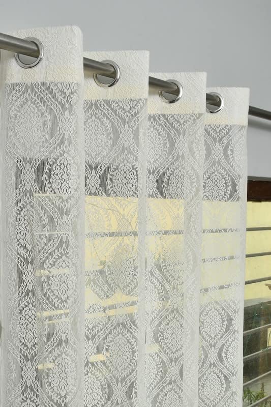 Buy Honger Polyester Beautiful Heavy Tissue Net Floral Semi Transparent ...