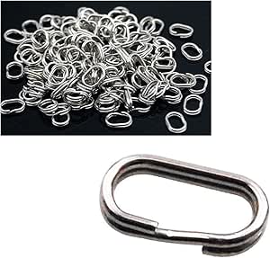 Amazon.com: 100Pcs Silver Fishing Split Rings Stainless Steel Fishing Oval Swivel Snap Carp ...