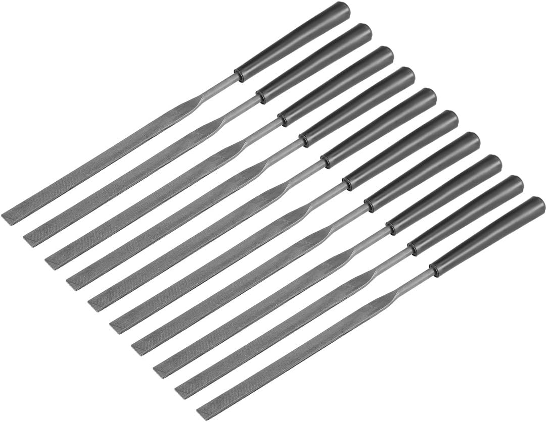 uxcell 10Pcs Second Cut Steel Flat Needle File with Plastic Handle 3mm ...