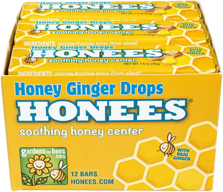 Amazon.com: Honees Filled Honey Ginger Drops, Natural Cough Drops- Pure ...