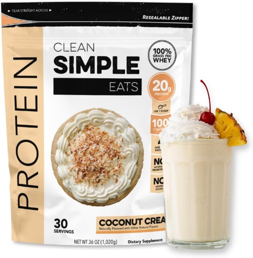 Amazon.com: Clean Simple Eats Coconut Cream Whey Protein Powder, Natural Sweetened and Cold ...