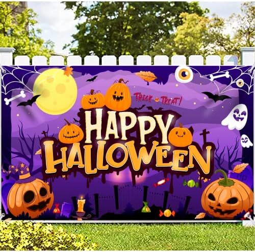 Amazon.com : tineit Happy Halloween Banner, Large 71" X 43" - Halloween ...
