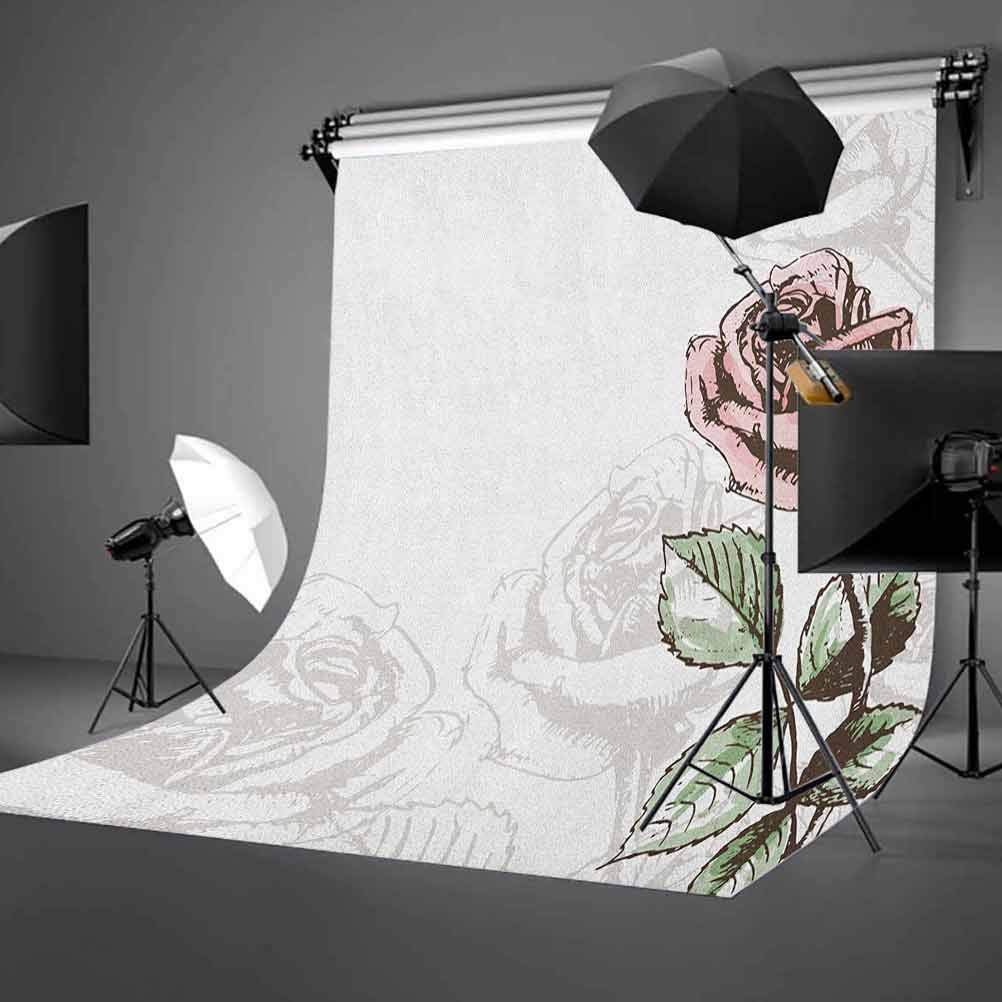 Buy 8x12 FT Rose Vinyl Photography Backdrop,Victorian Antique Design Sketchy Stem with Blossom ...