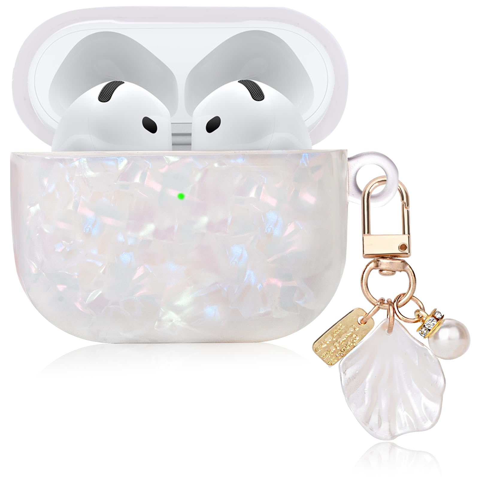 Amazon.com: Cute Case for AirPod 4 with Shell Pearl Keychain, Bling ...