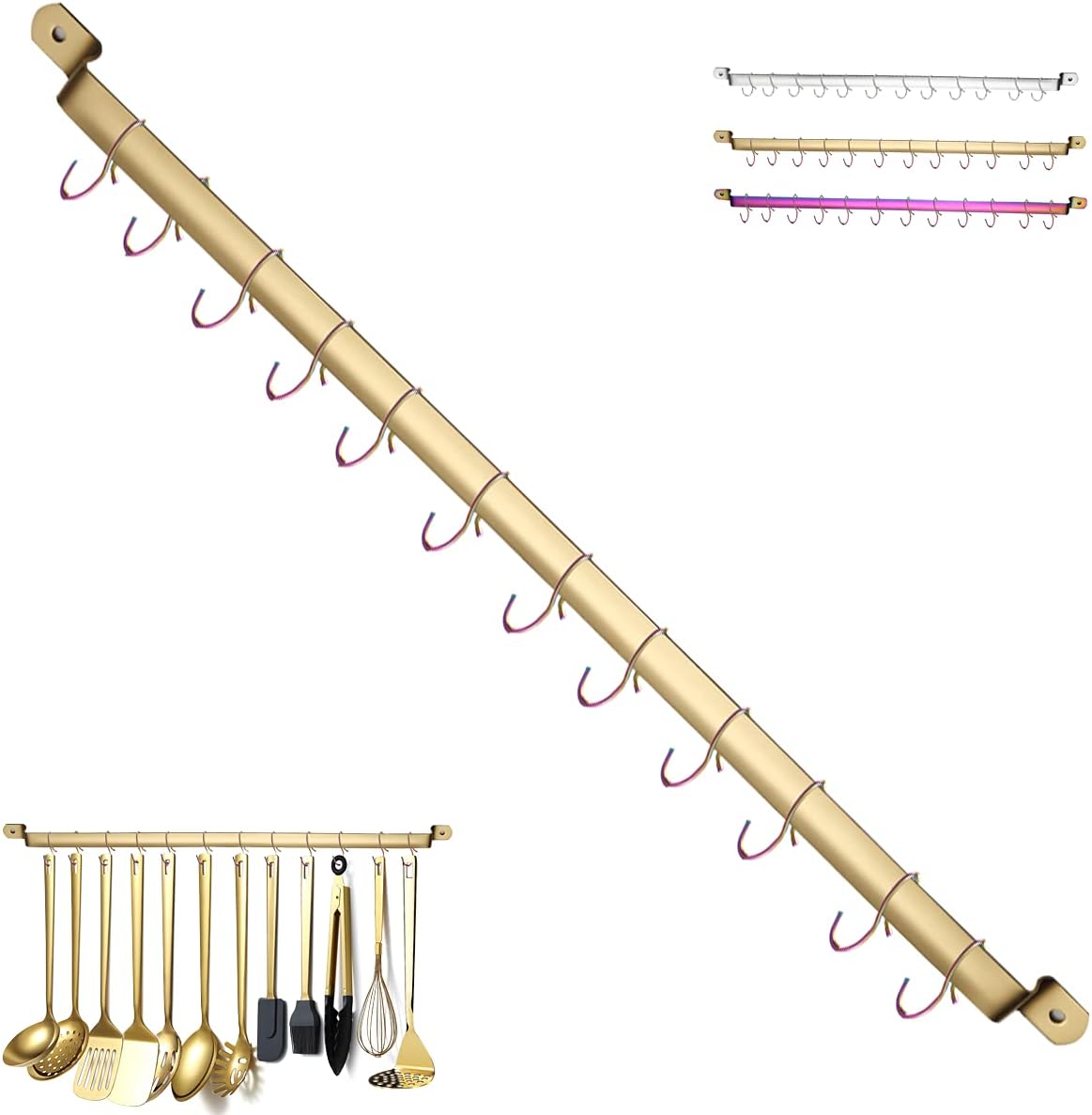 Amazon.com: Kyraton Kitchen Utensil Rack, Kitchen Rack With Gold ...