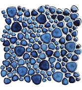 Elephantile Shower Floor Pebble Tile Blue Mosaic Tiles for Bathroom ...