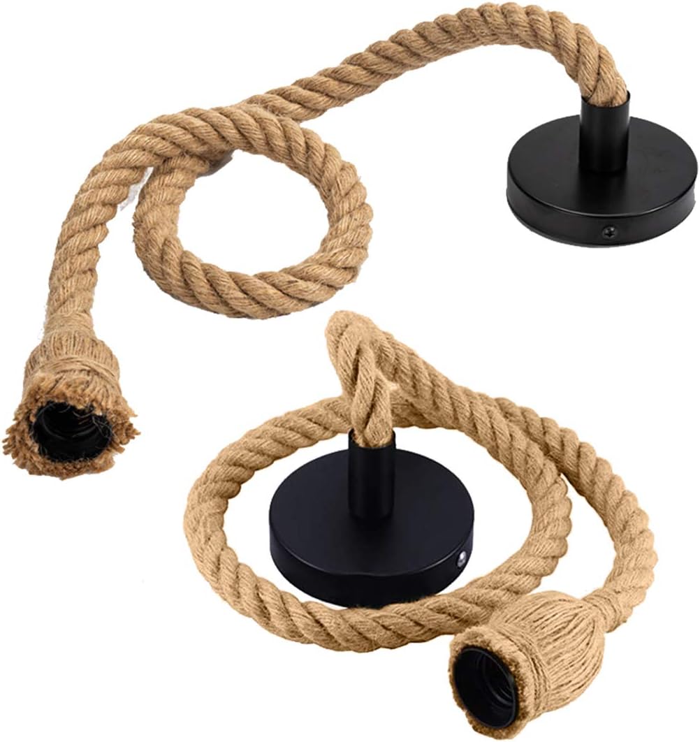 Hemp Rope Light - BANGWEIER Single Heads Retro Rope Loft Vintage Lamp ...