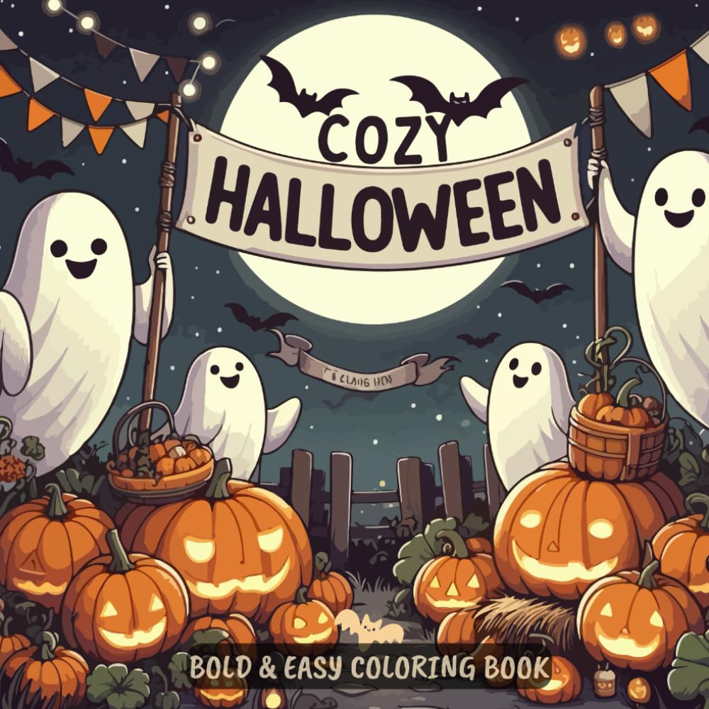 Amazon.com: Cozy Halloween Bold & Easy Coloring Book: 50 Cute and ...
