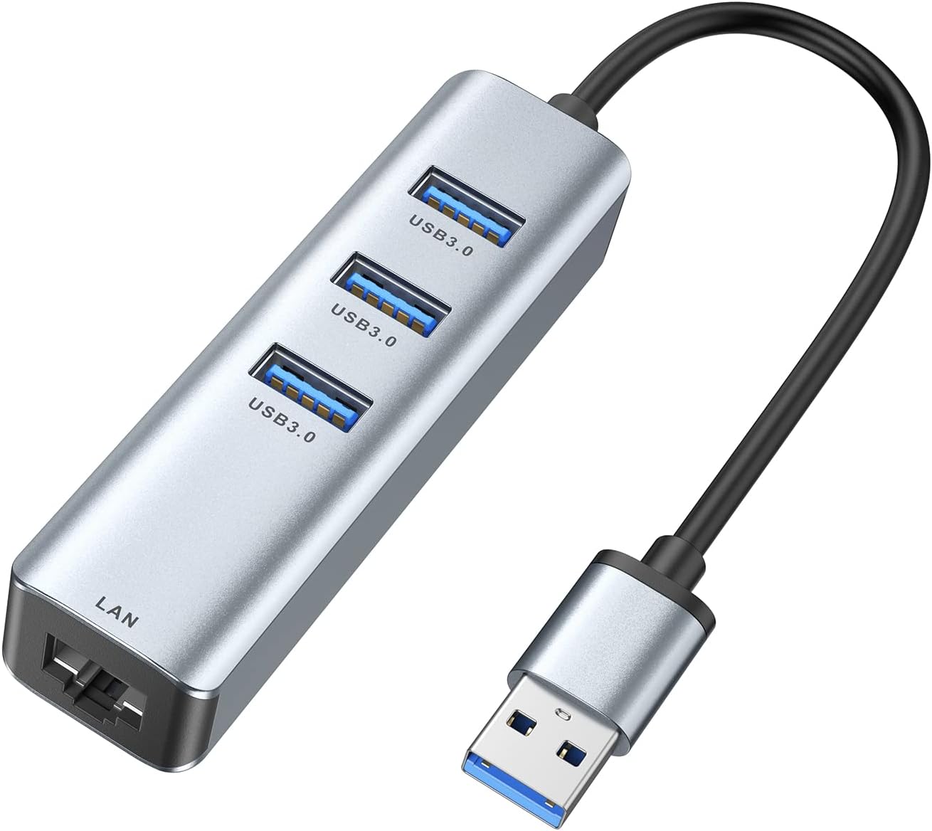 ABLEWE USB to Ethernet Adapter, Aluminum 4-in-1 USB Ethernet Adapter ...