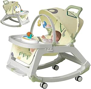 Baby Rocking Chair with Hanging Toys, Kids Rocker Swing Sleeping Cradle ...