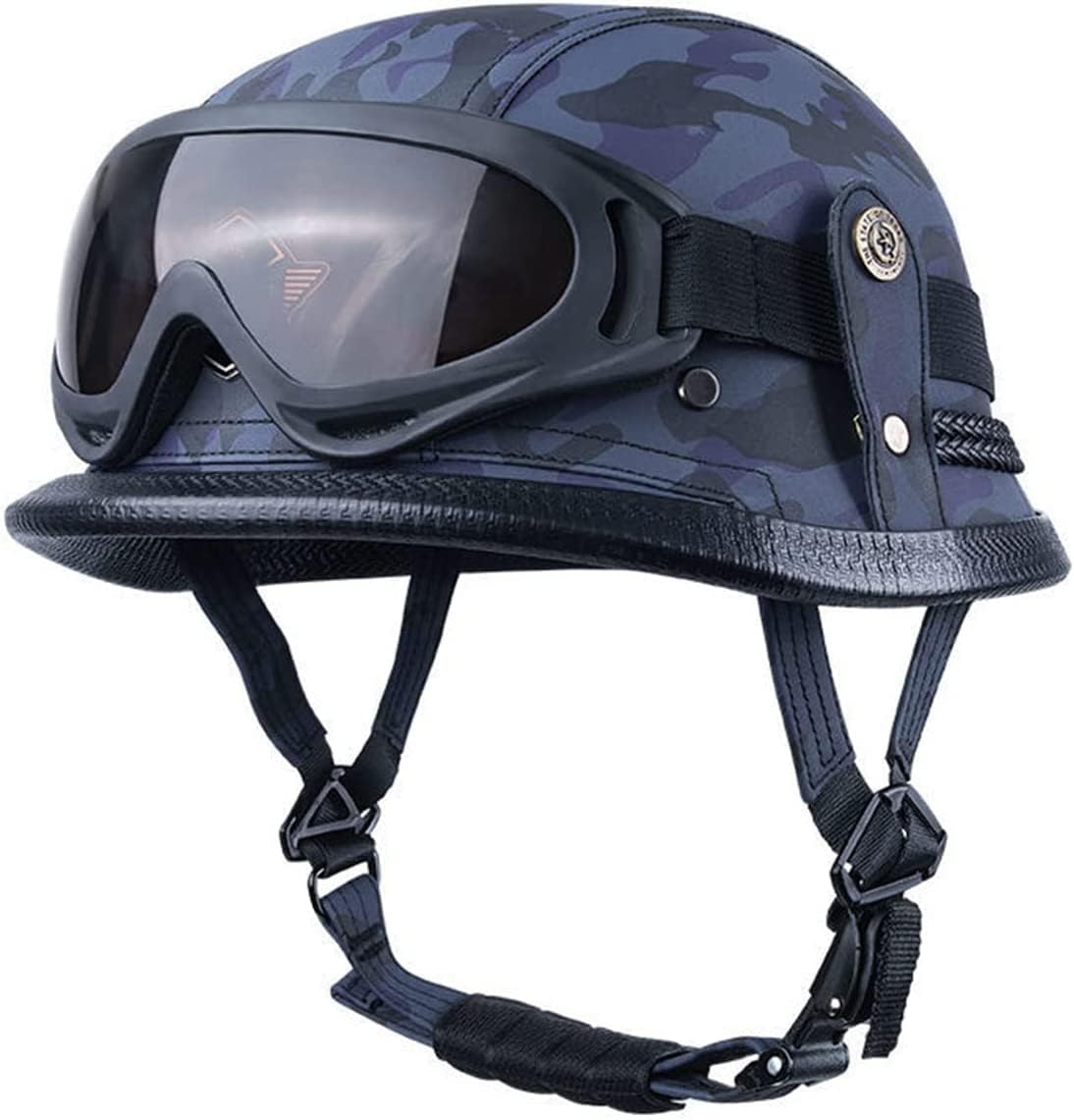 Amazon.com: Adults Leather Jet Skull Cap Motorcycle Helmets Vintage ...