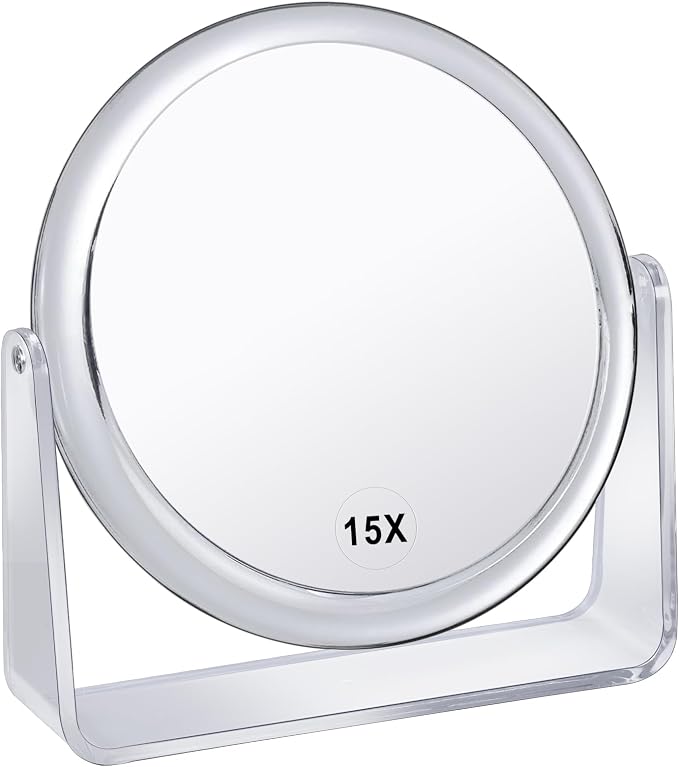 MKUMIR 15X Vanity Mirror Makeup Mirror,1X/15X Magnification Double ...