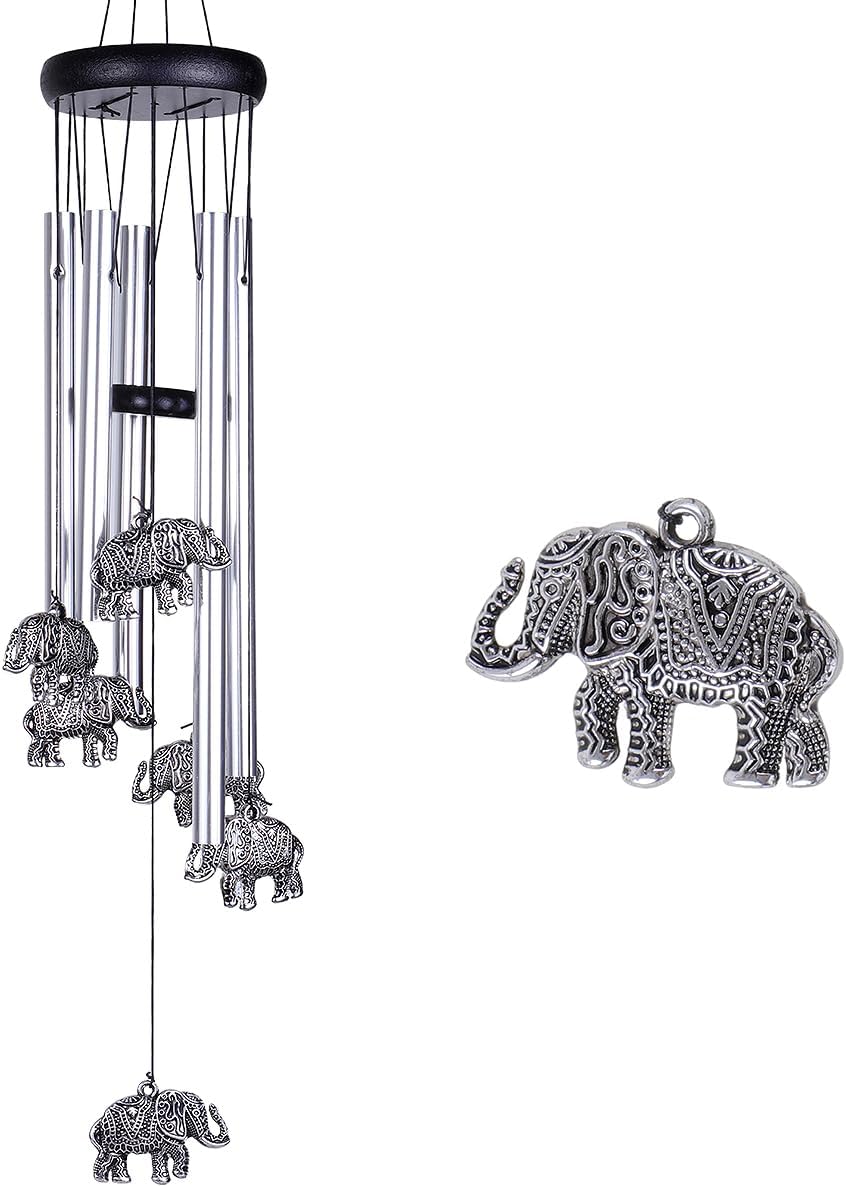 Amazon.com : Outdoor Elephant Wind Chimes Indoor Decor - Pure Hand-Made ...