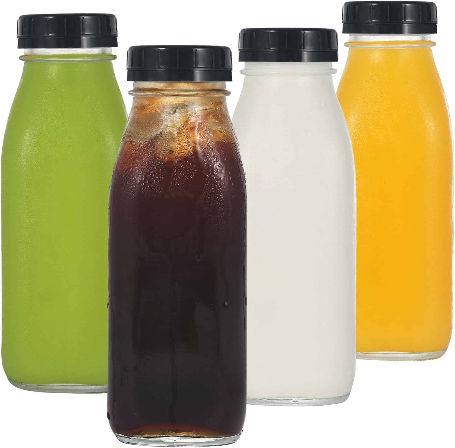 Winter Shore 475ml (16 oz) Glass Juice Bottles with Lids [6 Pack ...