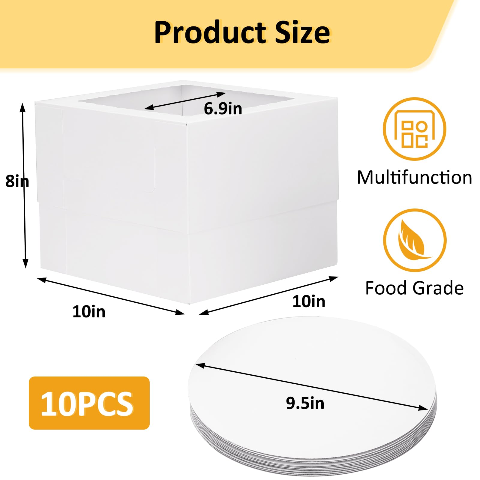 Snapklik.com : Moretoes 20pcs Cake Carrier 10x10x8 Inches Cake Boxes Set