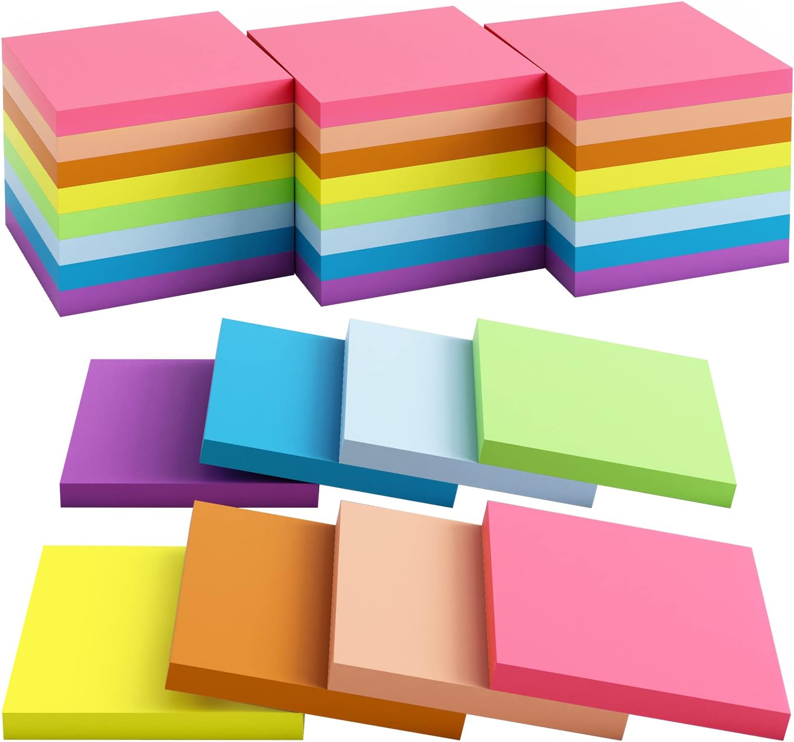 Amazon.com : Sticky Notes 3x3 Inches,Bright Colors Self-Stick Pads ...