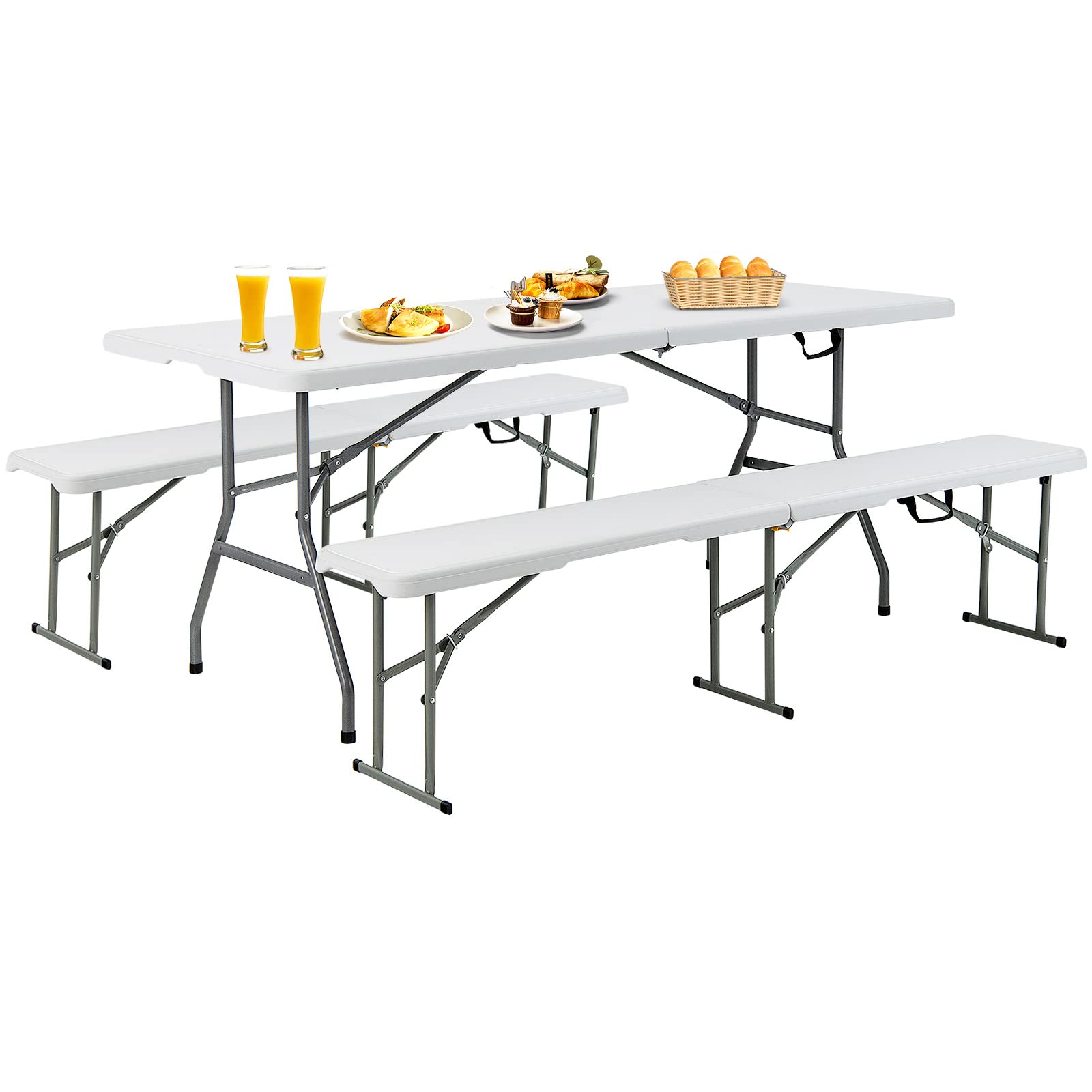 Amazon.com : Goplus 6 FT 3-Piece Portable Picnic Table Bench Set ...
