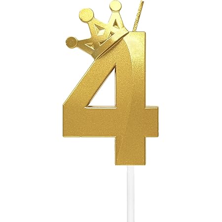 Amazon.com: Number 4 Birthday Candle 3D Crown Designed Cake Topper ...