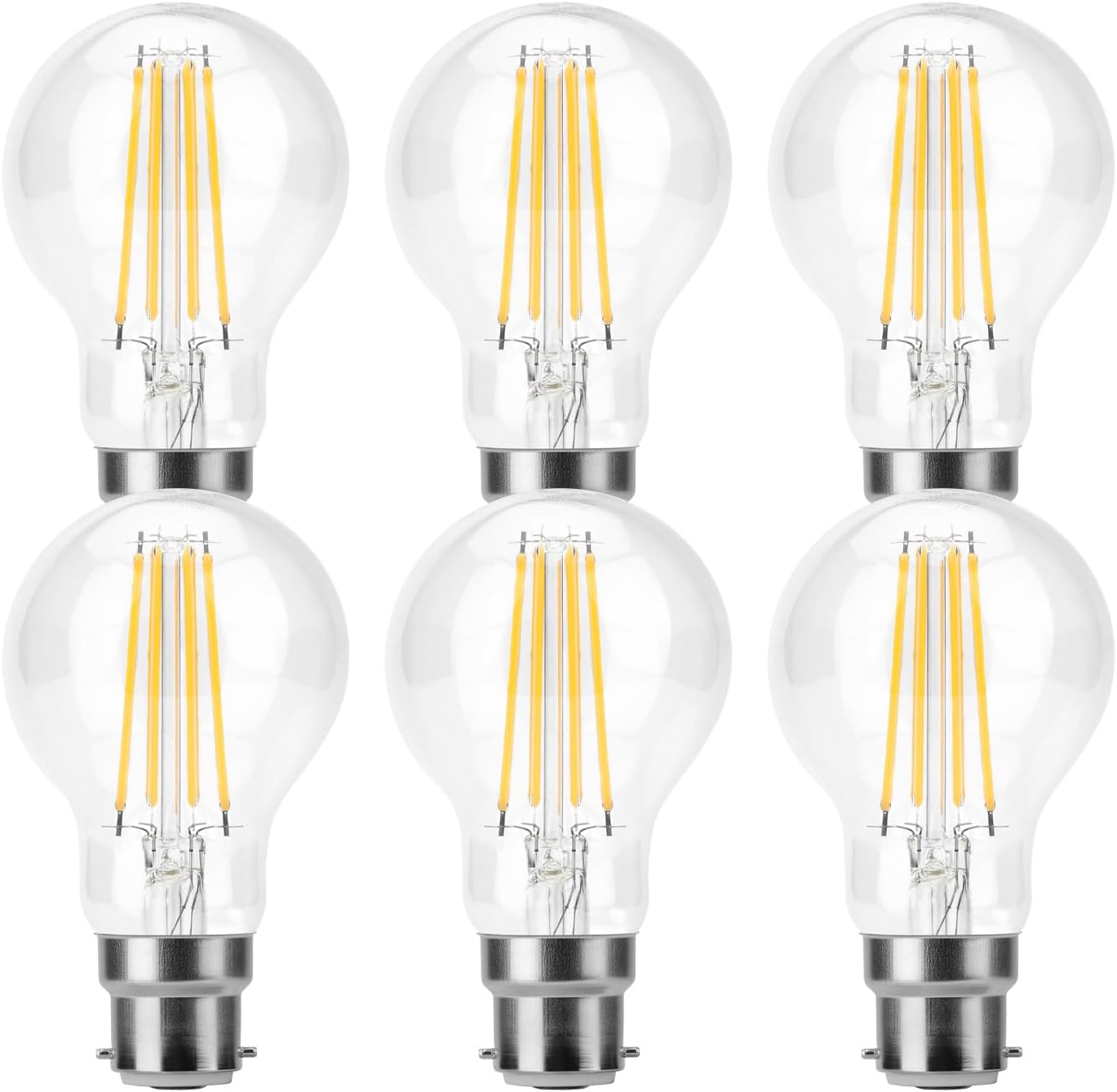Geminilite B22 LED Light Bulbs Bayonet, Vintage Filament LED 8W = 80W ...