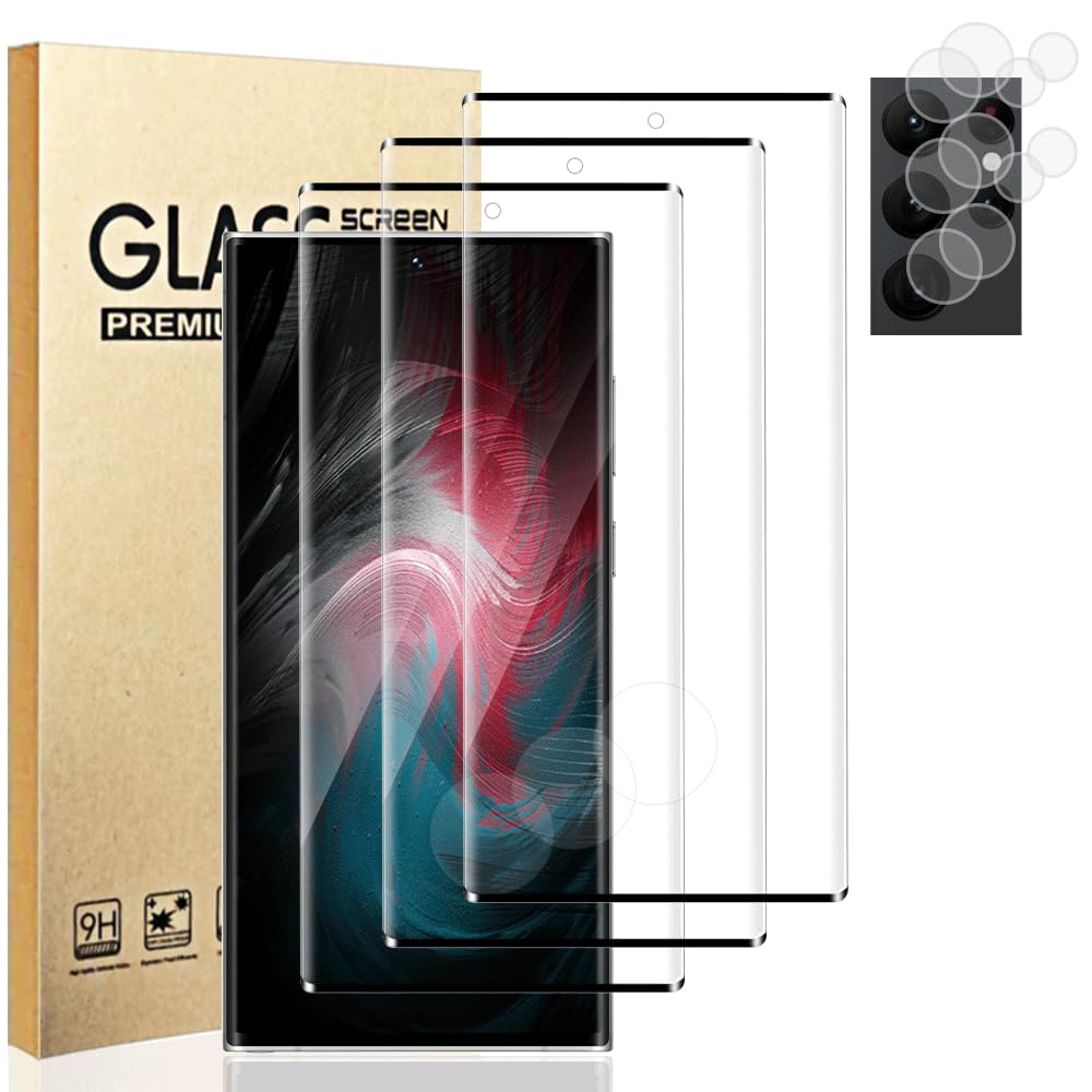 Amazon.com: [3+2 Pack] Galaxy S22 Ultra Glass Screen Protector and ...