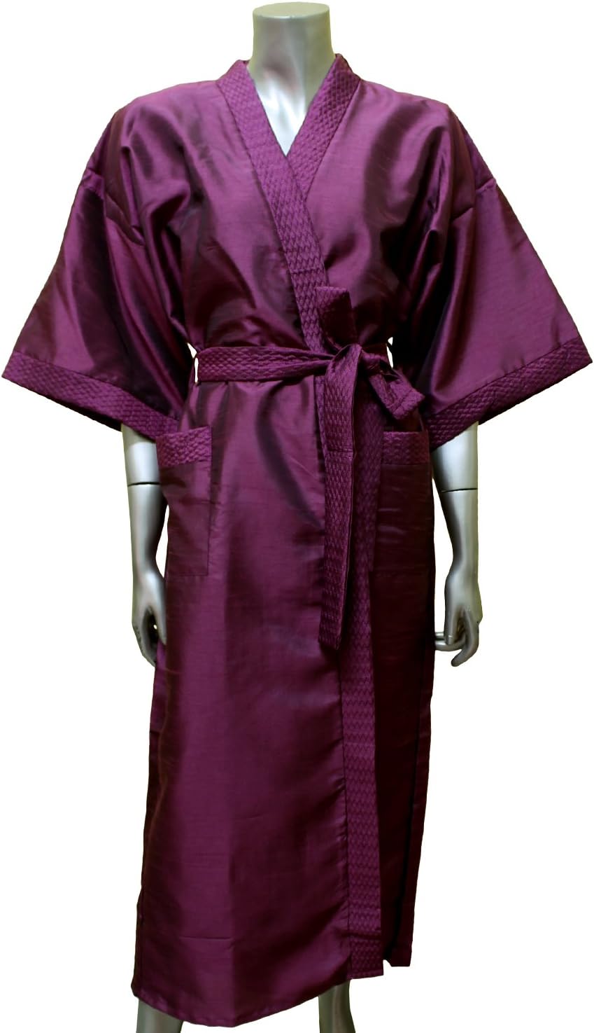 Long Lounge Kimono Women's Satin Silk Robe - One Size - Purple at ...