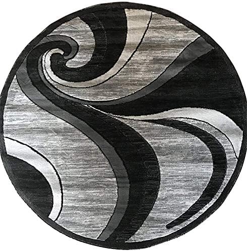 Amazon.com: Modern Round Contemporary Area Rug Grey & Black Design 144 ...