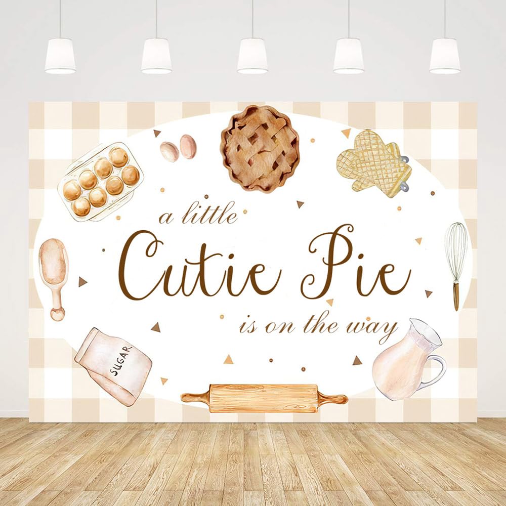 Amazon.com : AIBIIN 7x5ft Pie Baby Shower Backdrop A Little Cutie Pie ...