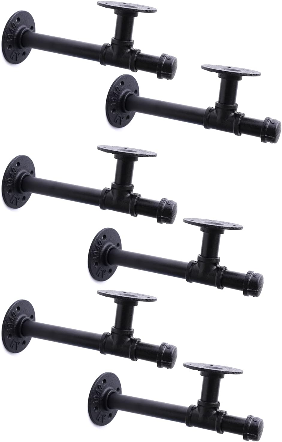 Amazon.com: 3/4" Industrial Pipe Shelf Brackets, Black Iron Wall ...