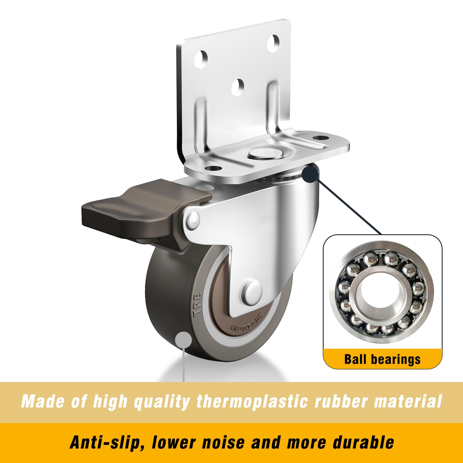 Snapklik.com : Side Mount Casters, 2 Inch Furniture Wheels, L-Shaped ...