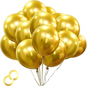 Amazon.com: Metallic Gold Balloons, 50Pcs 12 Inch Gold Metallic Chrome ...