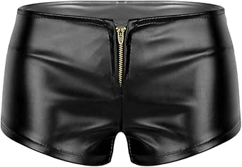 Alvivi Women's Wet Look PVC Shorts Low Rise Hipster Mini Hot Pants ...