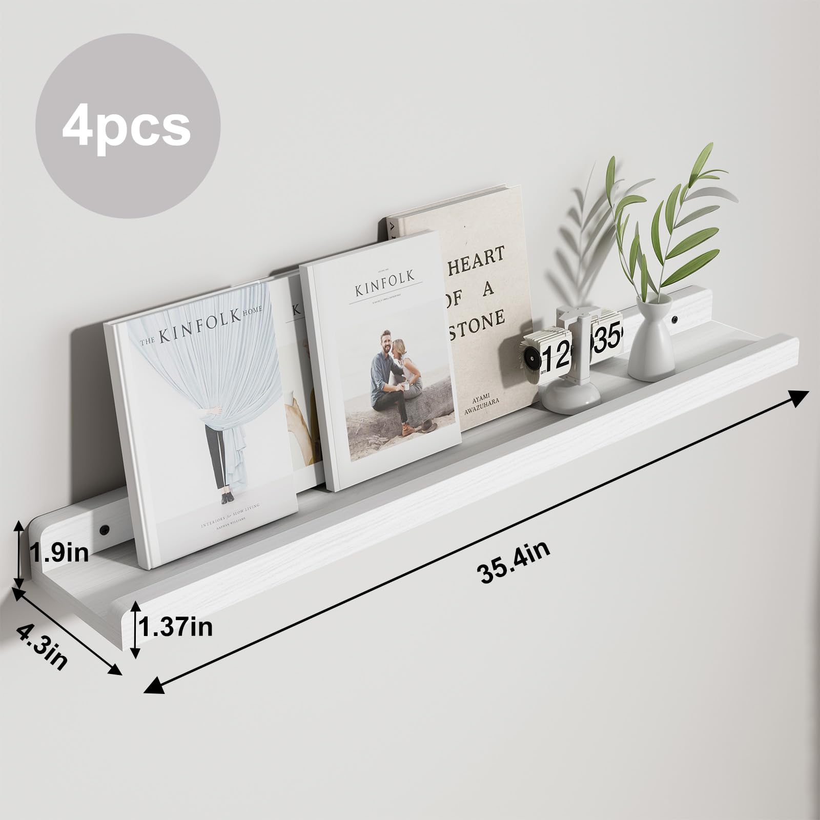 Fixwal Floating Shelves, 36 Inch Rustic Wood Shelves, 4 Sets of Wall ...