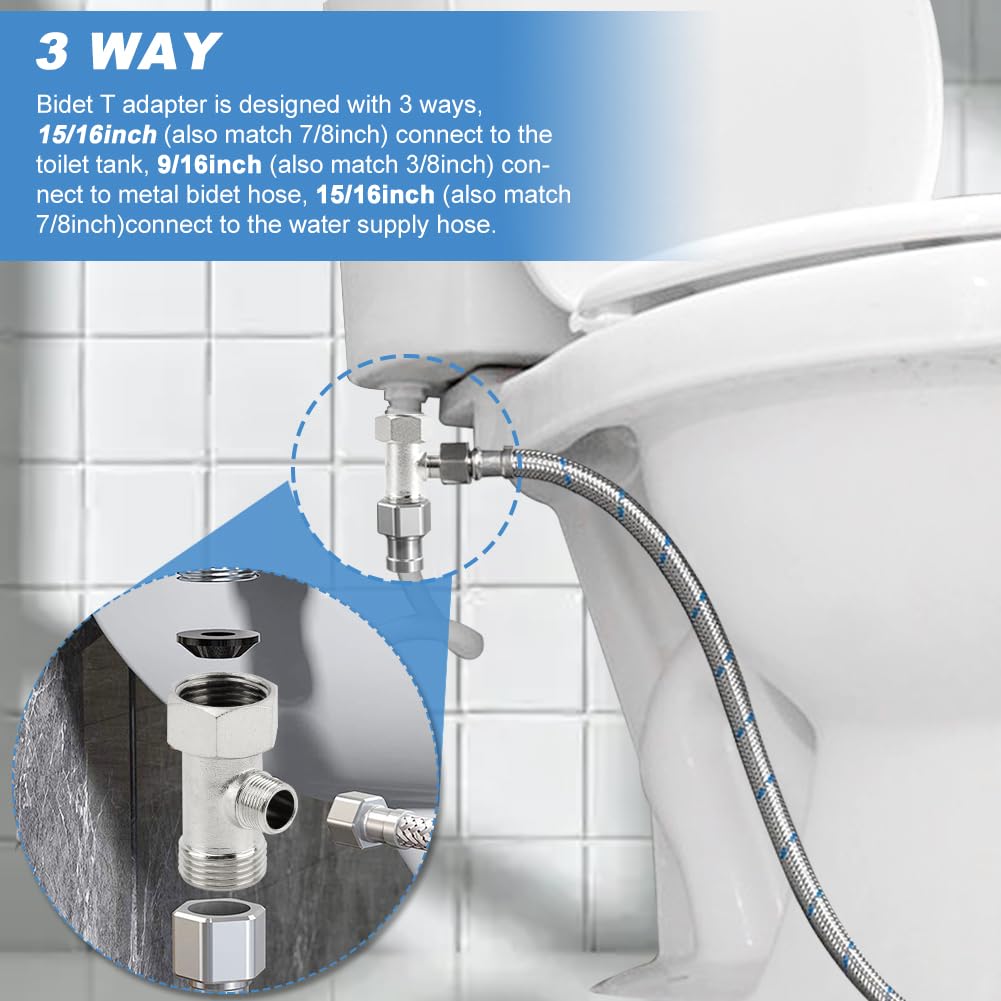 Snapklik.com : Bidet T Adapter,toilet Faucet Splitter 3 Way 7/8inch 3 ...