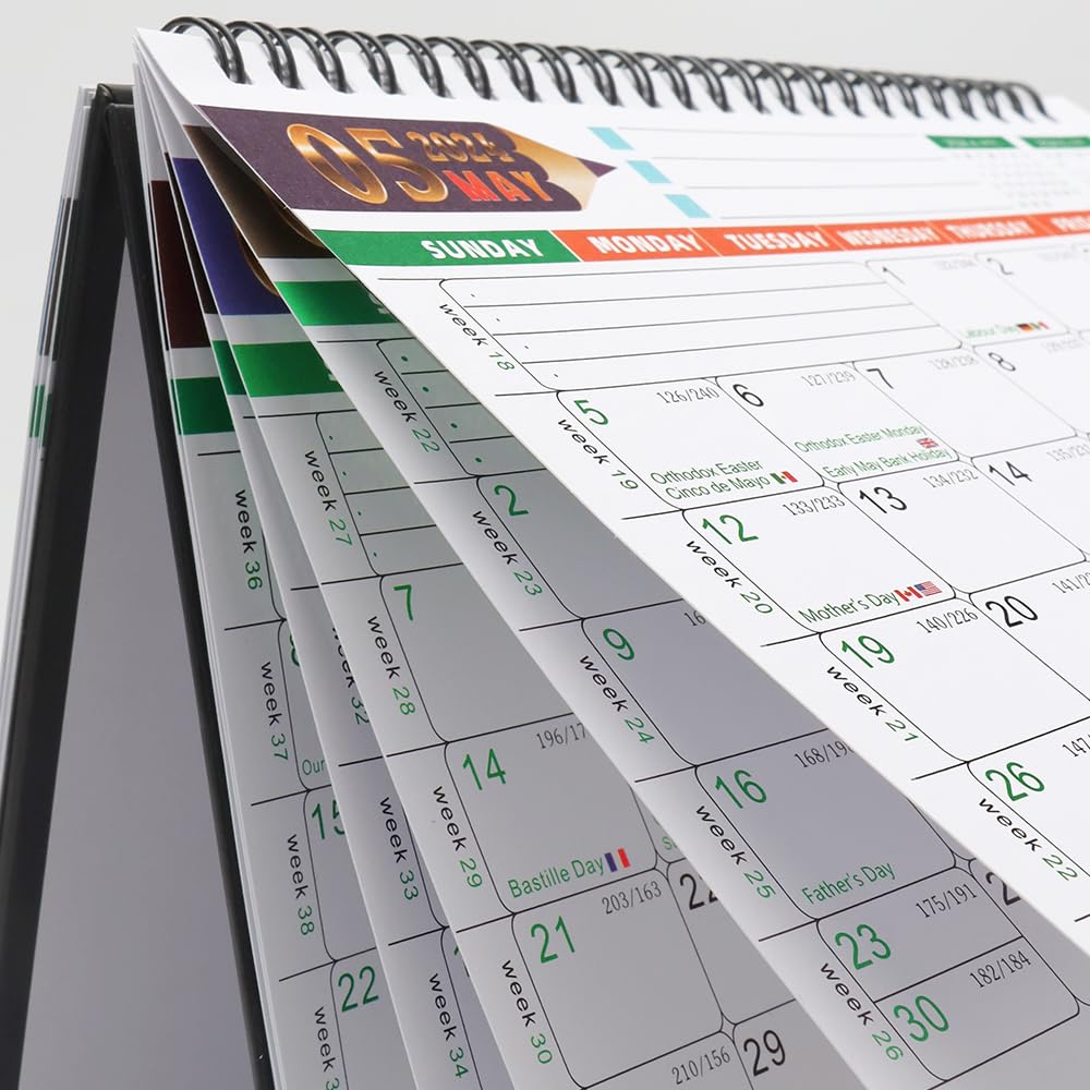 Snapklik.com : 2024 Desk Calendar Standing Flip Black Foldable Stand Up ...