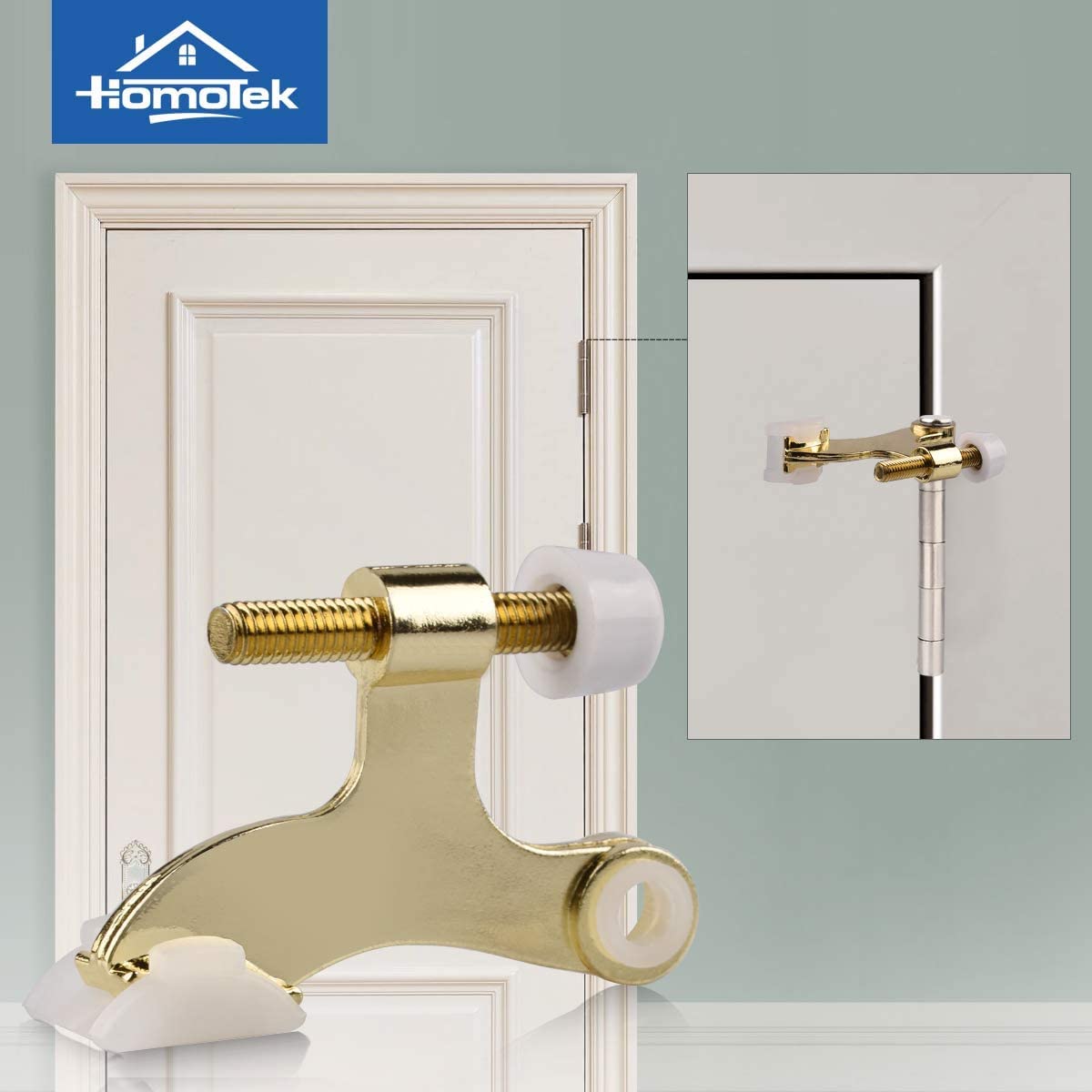 Snapklik.com : HOMOTEK 4 Pack Hinge Pin Bright Brass Door Stopper, Gold ...