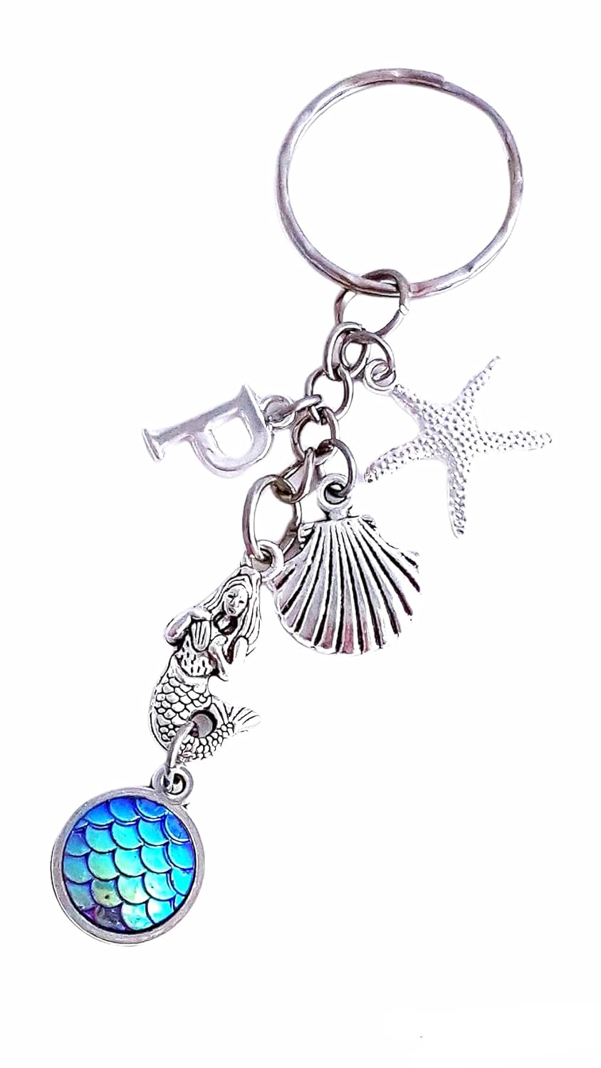 Handmade Personalised Dangling Mermaid with Scales and Ocean Charms ...