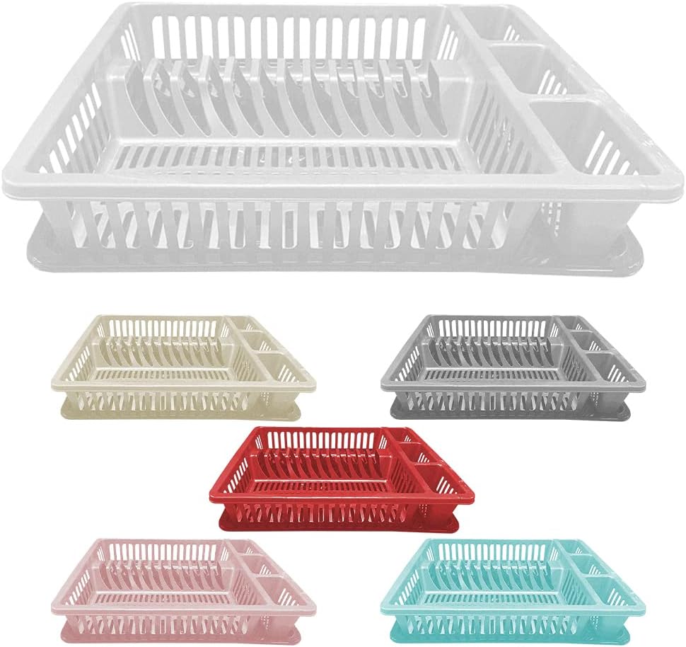 Plastic Cutlery Drainer Kitchen Sink Dish Rack Washing Up Holder Plate ...