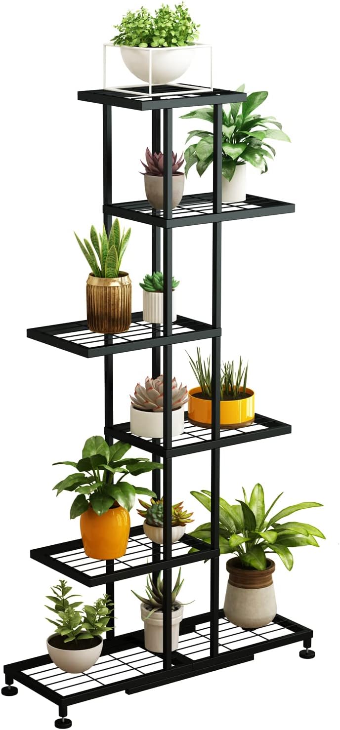Amazon.com: 5-Tier Gold Metal Tall Plant Stand Outdoor With Wheels ...
