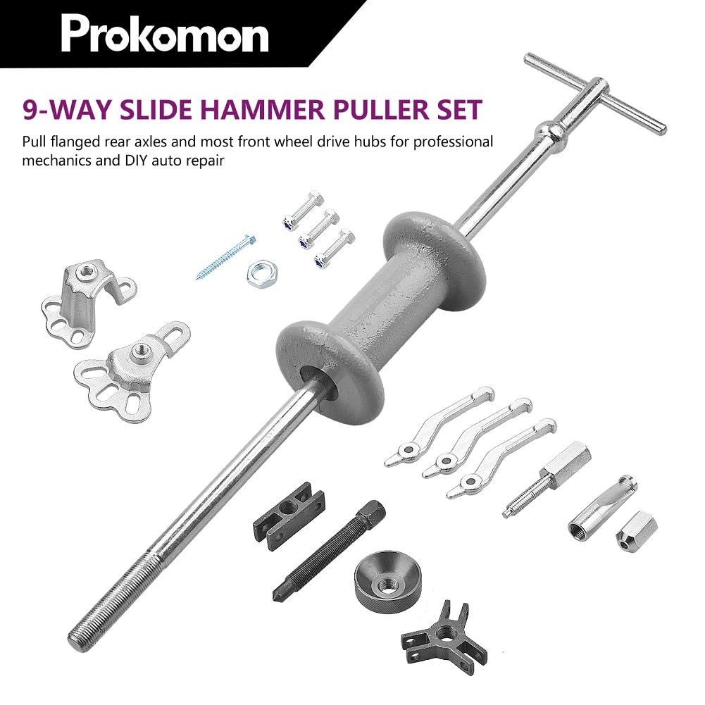 Snapklik.com : 9 Way Slide Hammer Puller Set; Front Wheel Hub Bearing ...