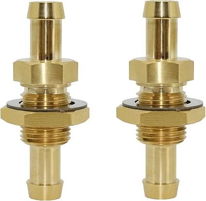 Amazon.com: 2 Pack Thru-Bulk Head Fuel Fitting, Barbed Fitting 3/8-Inch ...