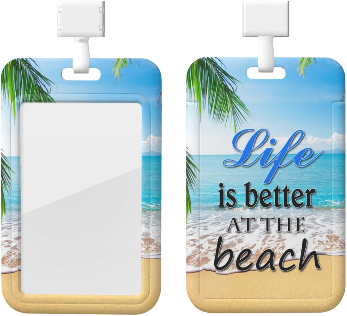 Amazon.com : Summer Beach Coconut Tree Sea Id Badge Holder with Lanyard ...