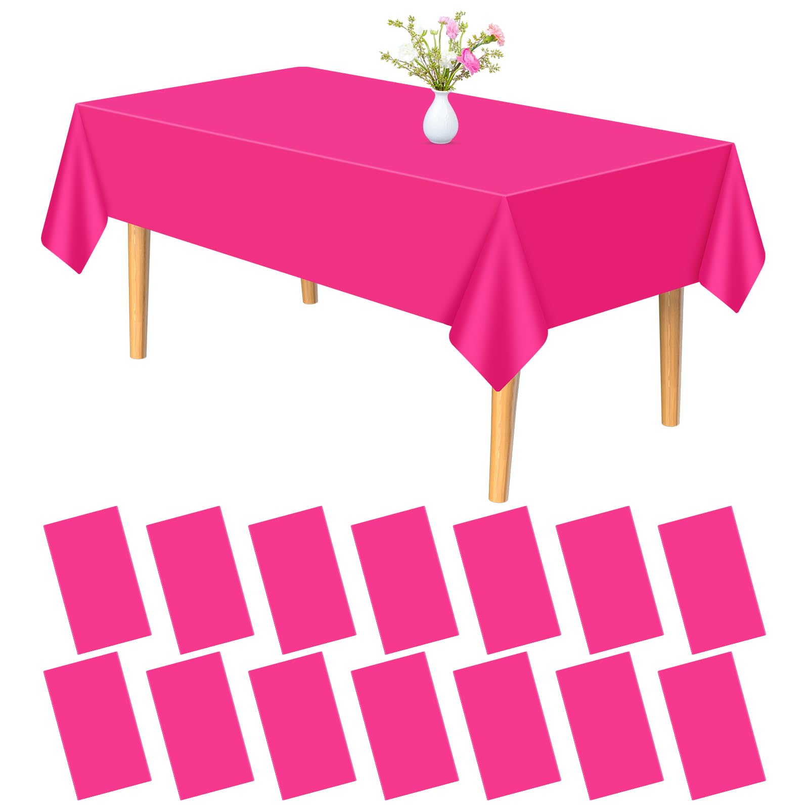 Amazon.com: PLULON 15Pcs Hot Pink Tablecloth Plastic Table Cover 54 x ...