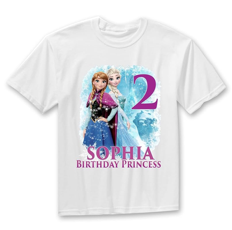 Amazon.com: Elsa Anna Personalized Princess Birthday Shirt, Custom Birthday Shirt, Add Any Name ...