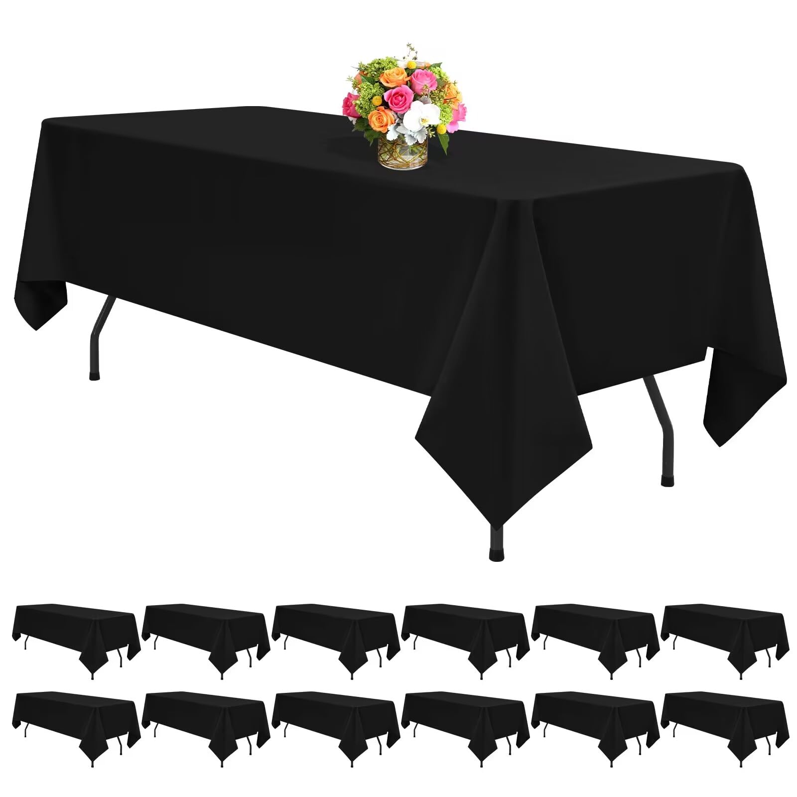 Amazon.com: 12 Pack Black Tablecloths for Rectangle Tables 60 x 102 ...