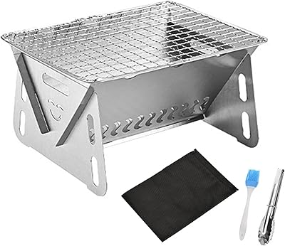 Amazon.com: PHOJEWI Mini Portable Charcoal Grill,Small BBQ Grill Tabletop Fire Pit for Camping ...