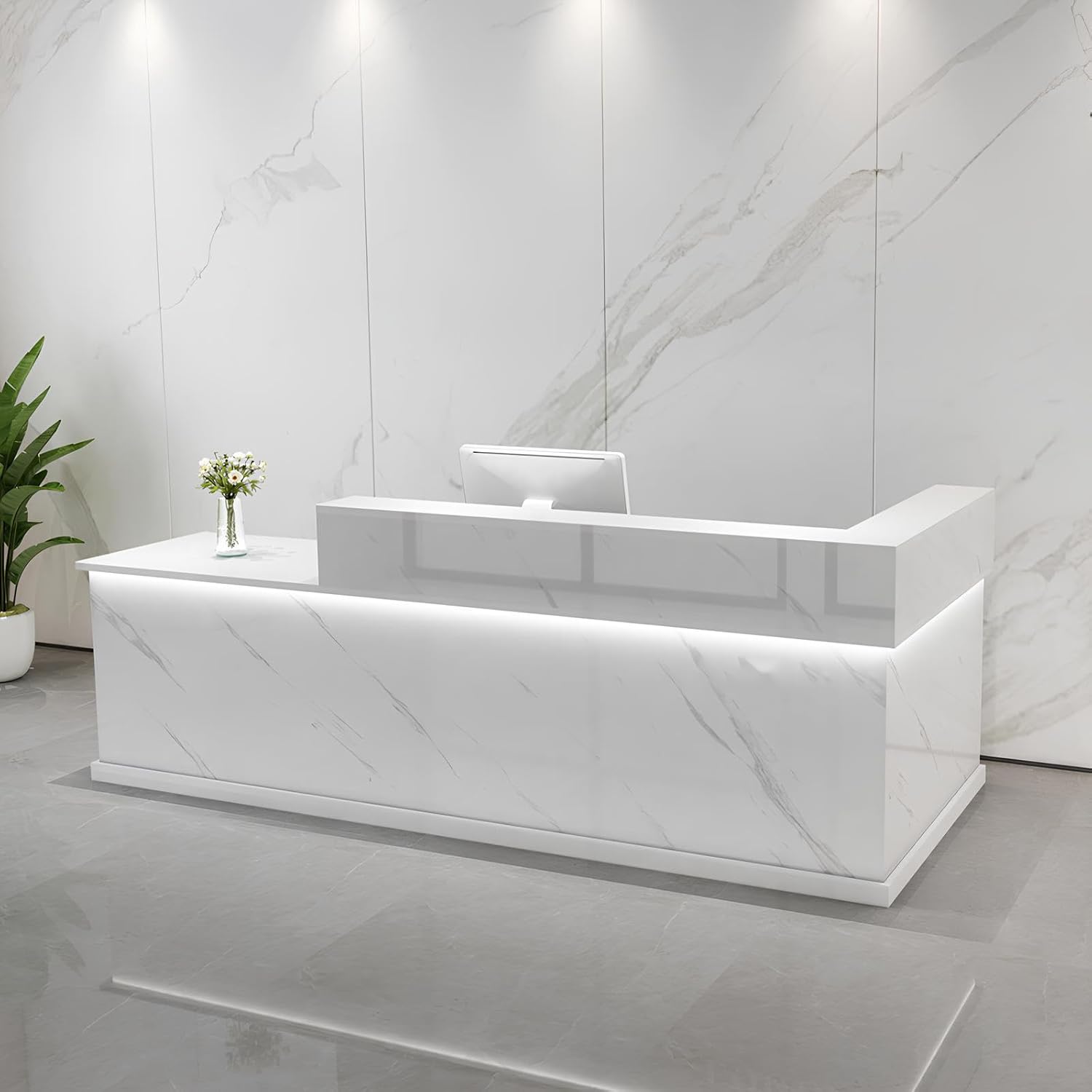 Amazon.com: cartBit L Shaped Reception Desk with Counter, Front Desk ...