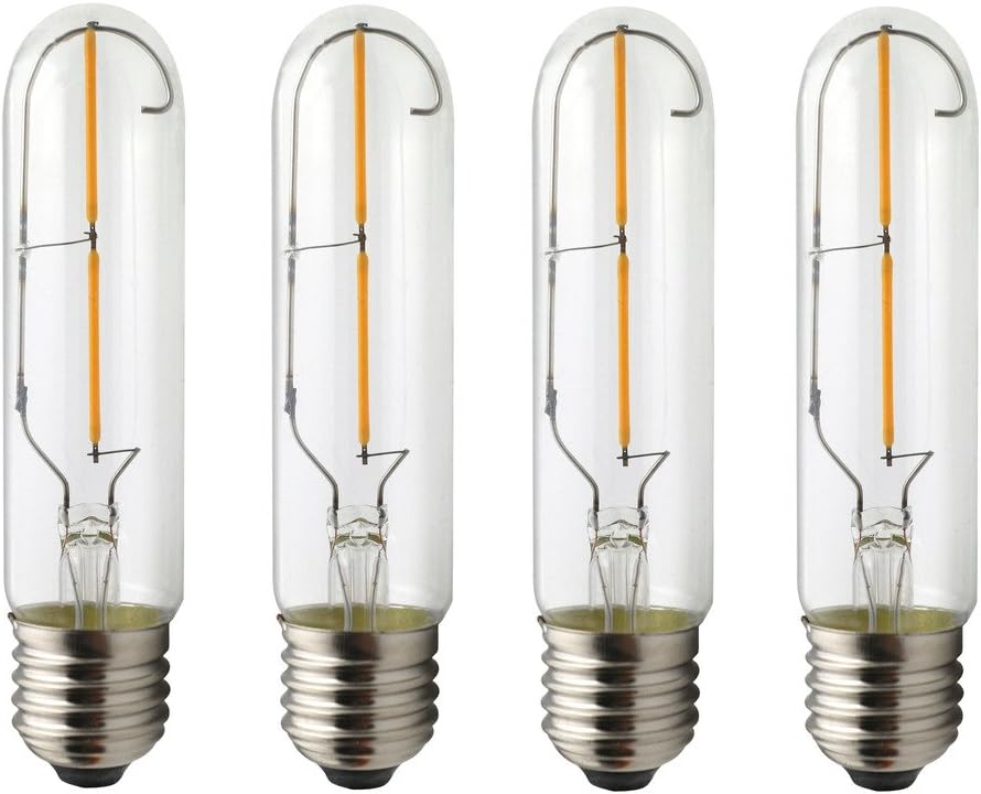 JCKing 4-Pack 2W E27 LED Filament Tube Light Bulb, Tube Shape Bullet ...